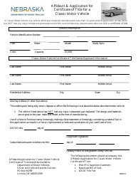 Nebraska Affidavit for Transfer of Decedent's Vehicle/Motorboat - Fill ...