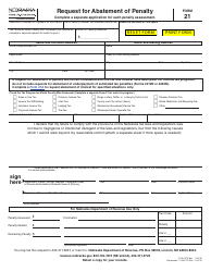 Form 21 - Fill Out, Sign Online and Download Fillable PDF, Nebraska ...