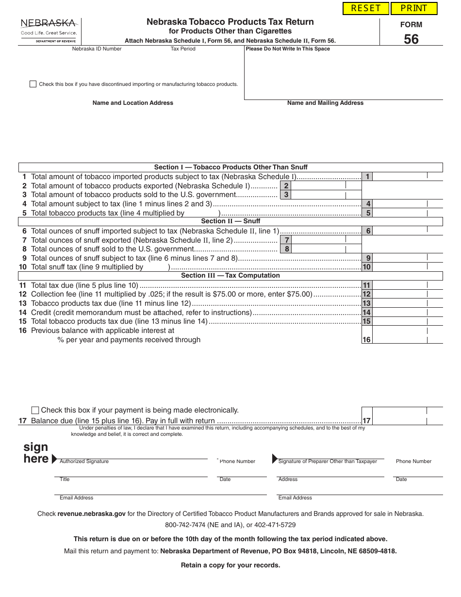 Form 56 - Fill Out, Sign Online and Download Fillable PDF, Nebraska ...