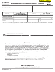 Form 458 Download Fillable PDF or Fill Online Nebraska Homestead ...