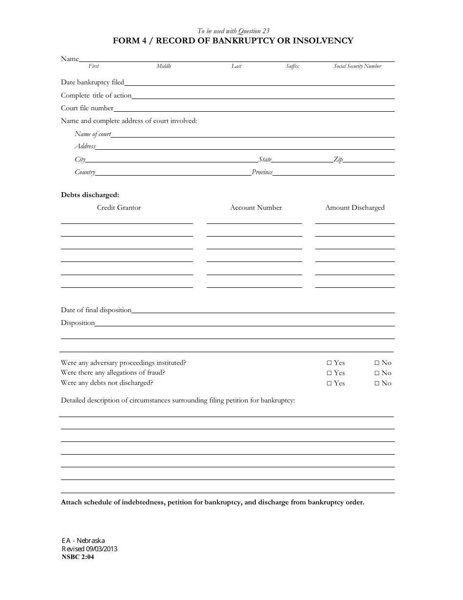 Form NSBC2:04 (4) - Fill Out, Sign Online and Download Fillable PDF ...