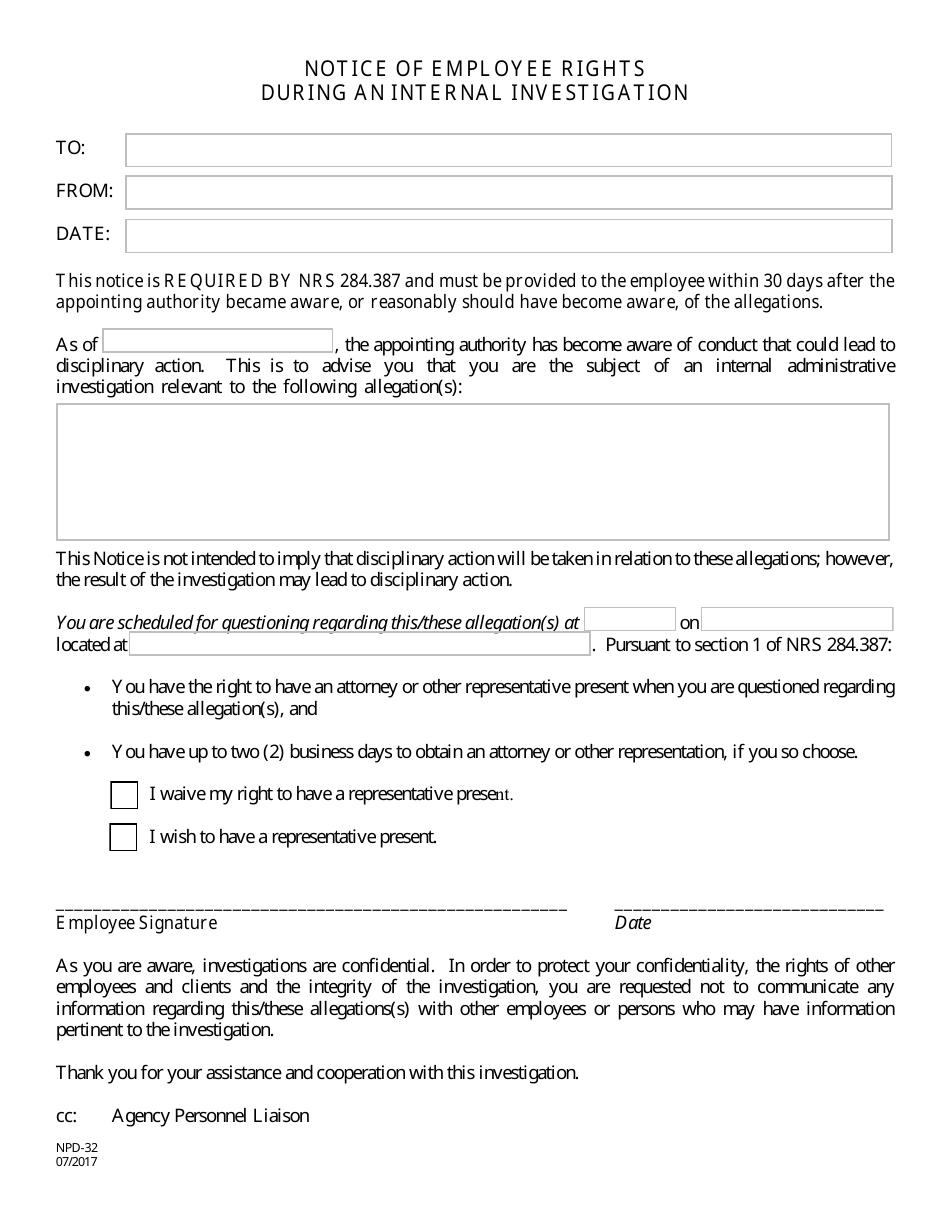Form NPD-32 - Fill Out, Sign Online and Download Fillable PDF, Nevada ...