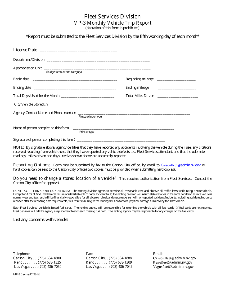 Form MP-3 - Fill Out, Sign Online and Download Fillable PDF, Nevada ...