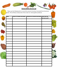 School Garden Harvest Log Template Download Printable PDF | Templateroller