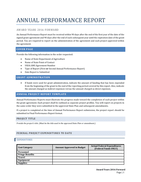 Annual Performance Report Form Download Printable PDF Templateroller