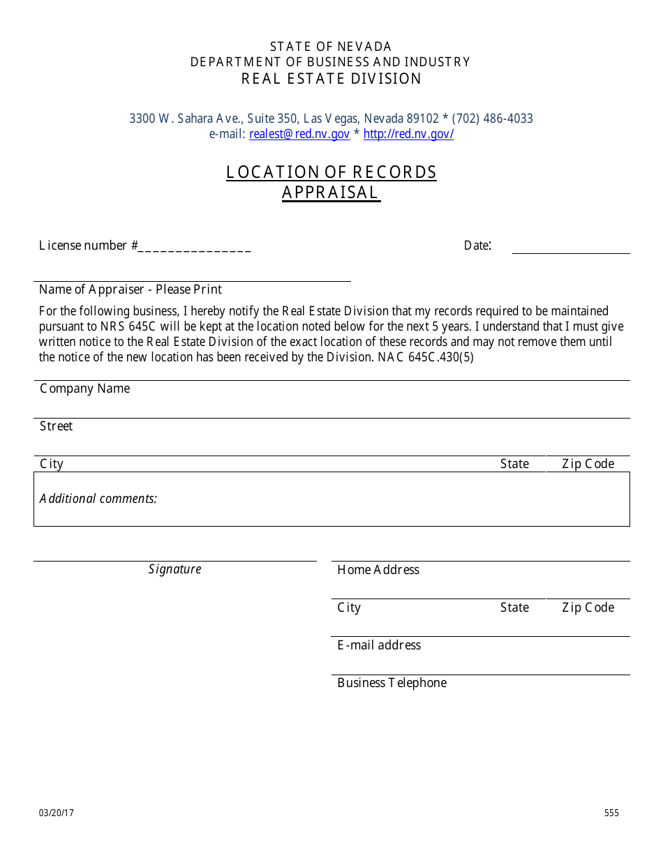 Form 555 - Fill Out, Sign Online and Download Fillable PDF, Nevada ...