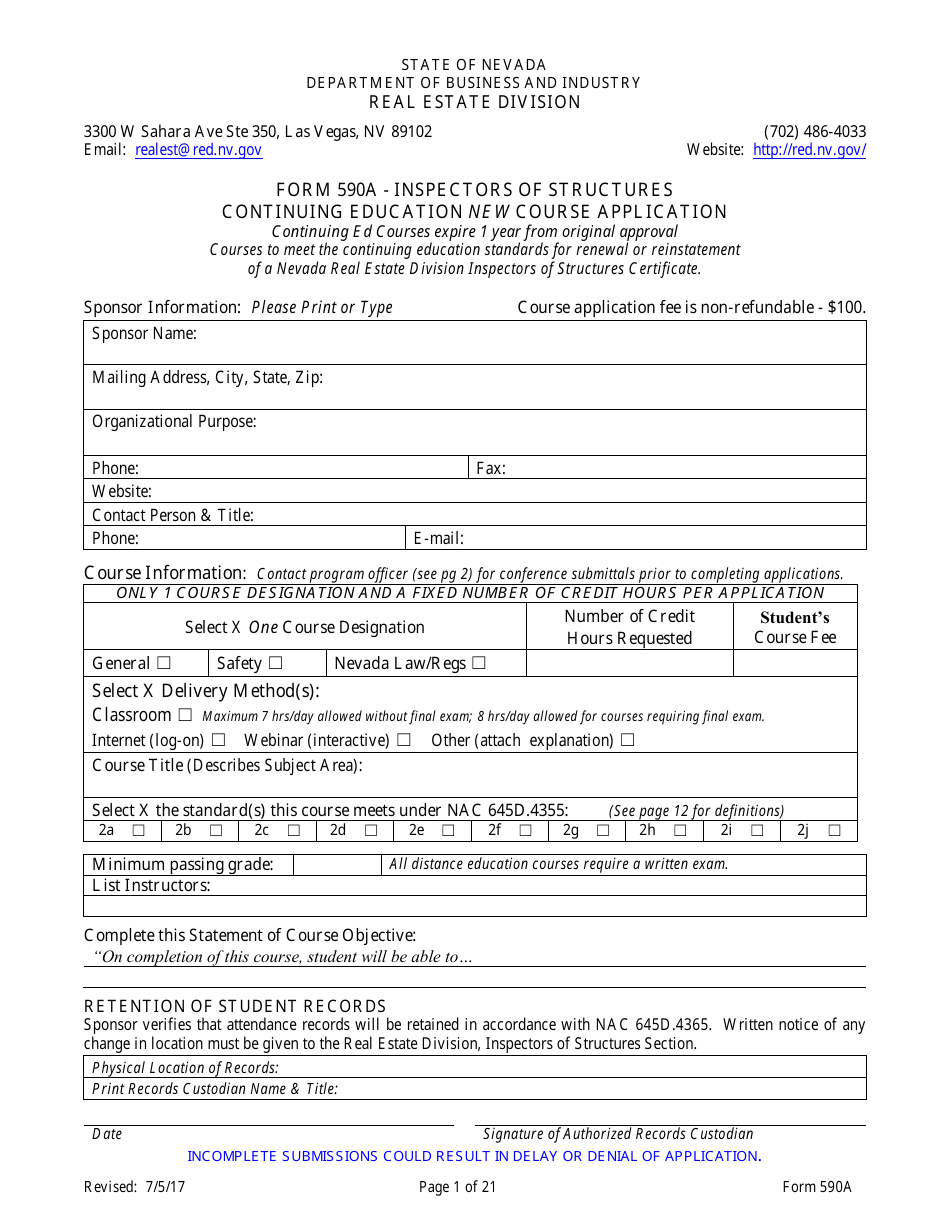 Form 590A - Fill Out, Sign Online and Download Printable PDF, Nevada ...