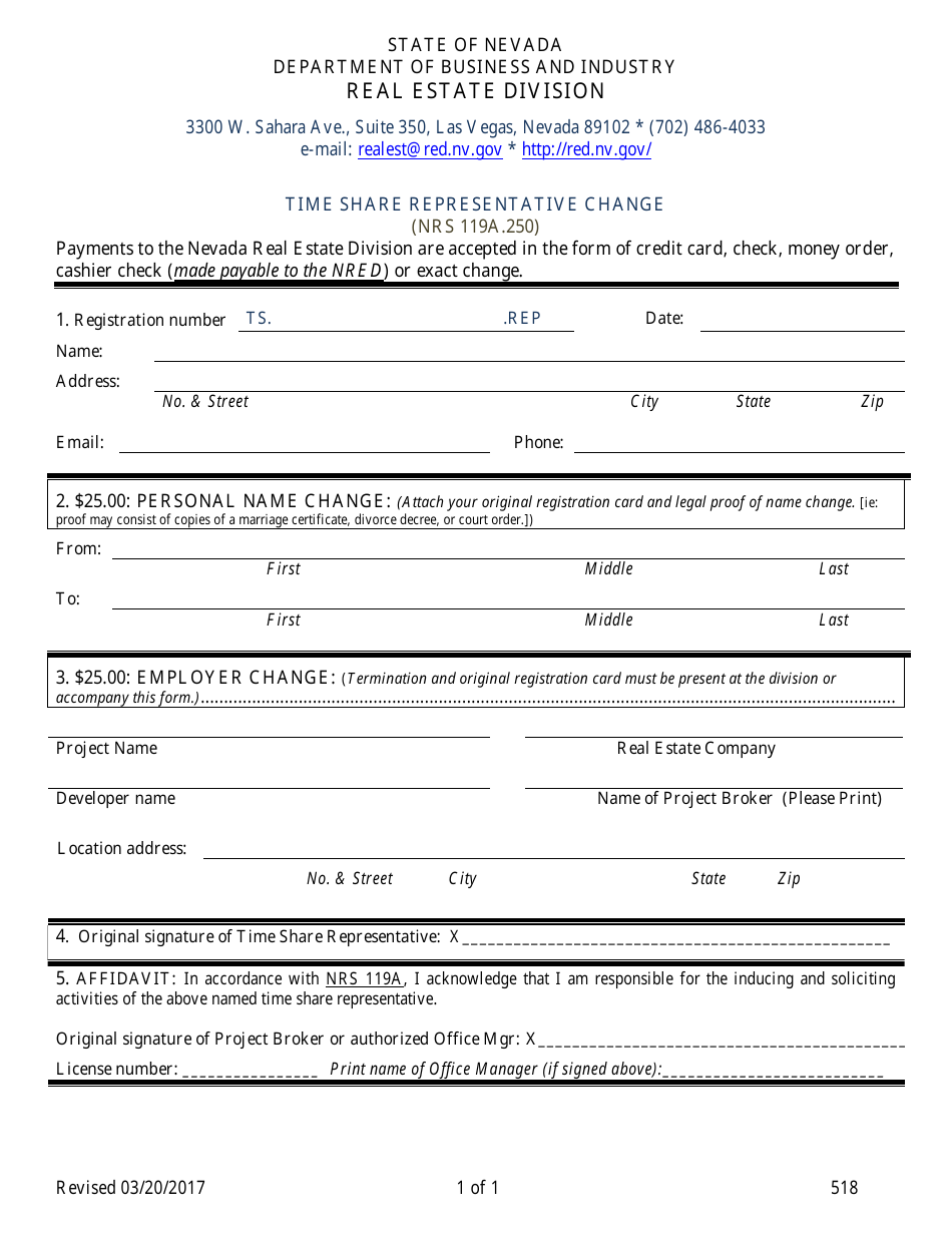 Form 518 - Fill Out, Sign Online and Download Fillable PDF, Nevada ...