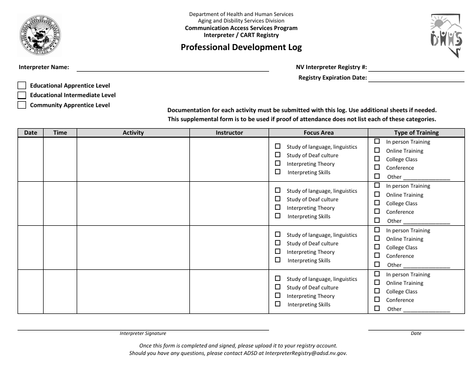 Nevada Professional Development Log - Fill Out, Sign Online and ...