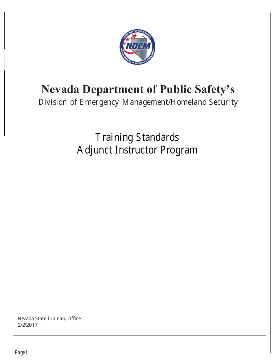 Nevada Dem Instructor Program Training Standards - Fill Out, Sign ...