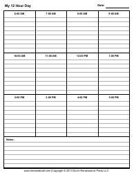 12 Hour Day Schedule Template Download Printable PDF | Templateroller