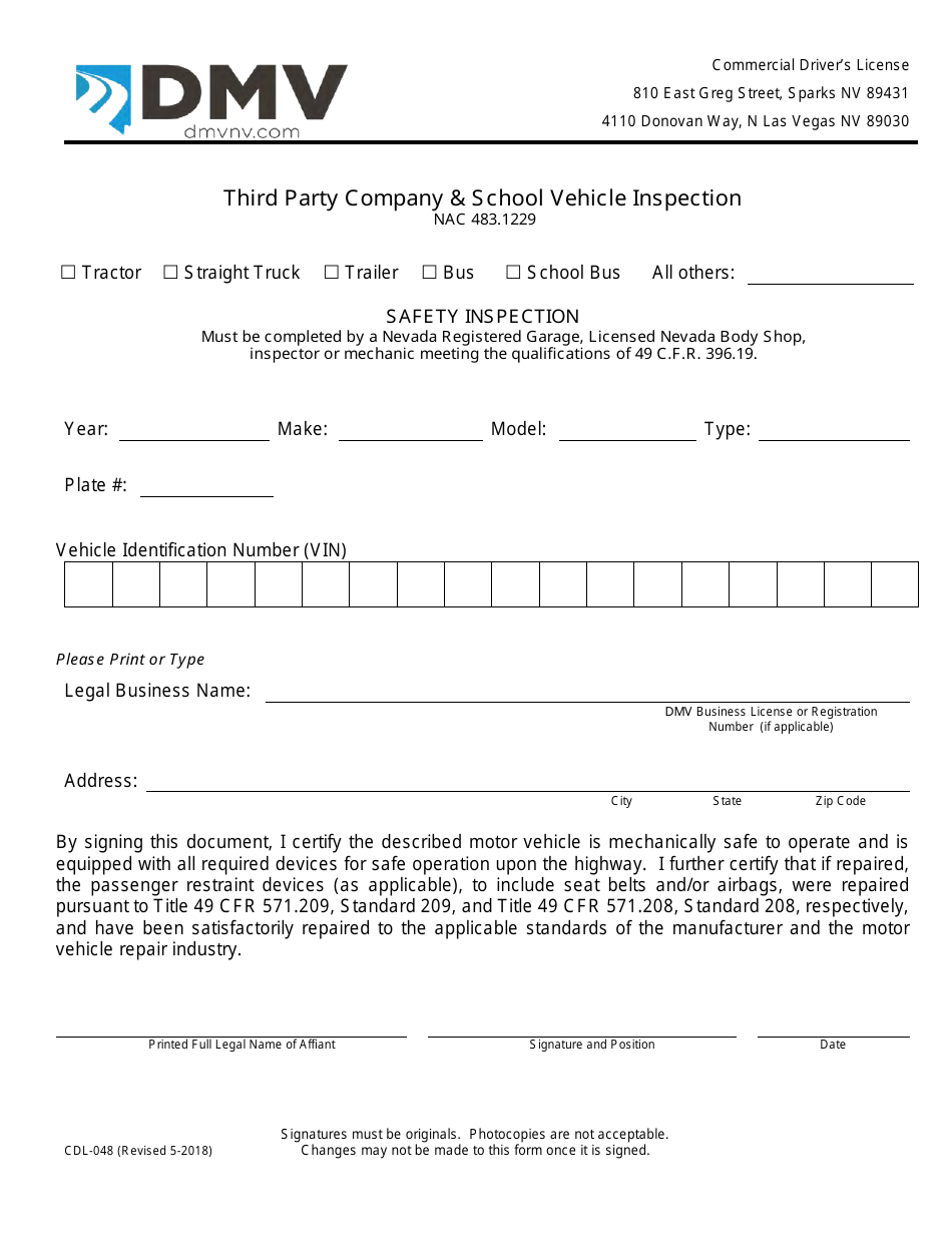 Form CDL-048 - Fill Out, Sign Online and Download Fillable PDF, Nevada ...