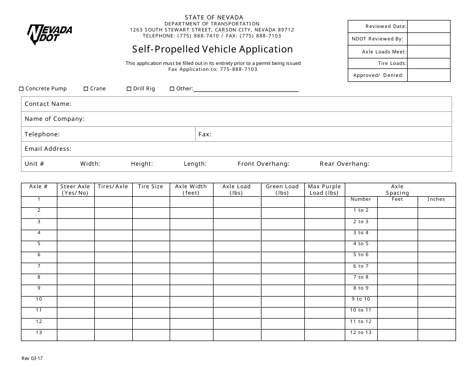 Nevada Self-propelled Vehicle Application Form - Fill Out, Sign Online ...