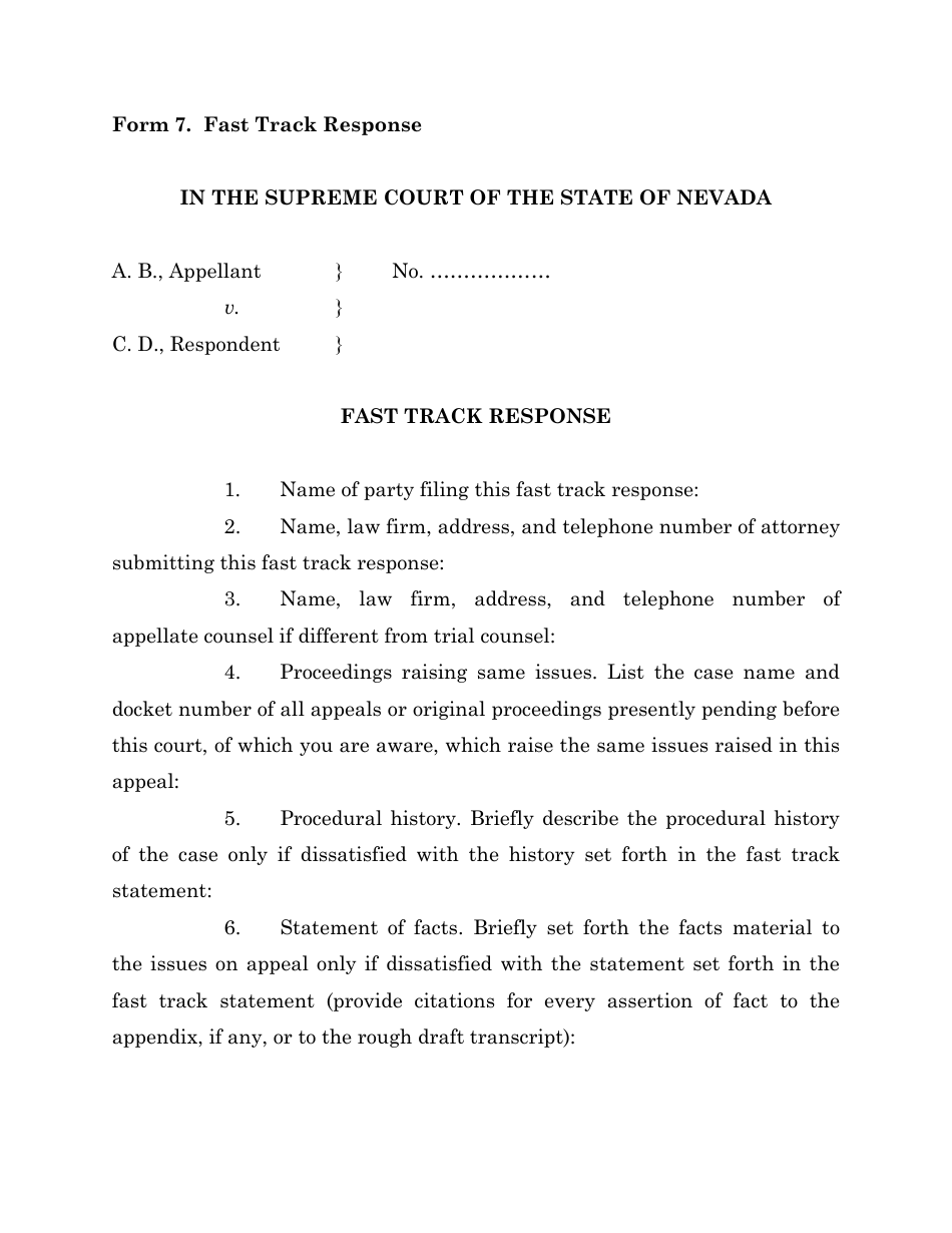 Form 7 - Fill Out, Sign Online and Download Printable PDF, Nevada ...