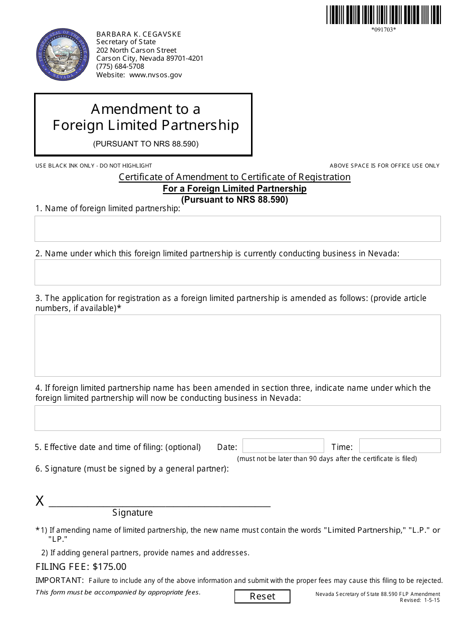 Form 091703 - Fill Out, Sign Online and Download Fillable PDF, Nevada ...