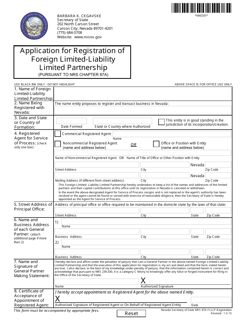Form 080203 - Fill Out, Sign Online and Download Fillable PDF, Nevada ...