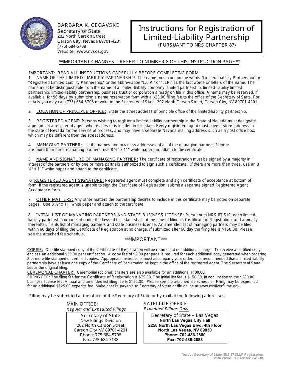 Form 070103 - Fill Out, Sign Online and Download Fillable PDF, Nevada ...