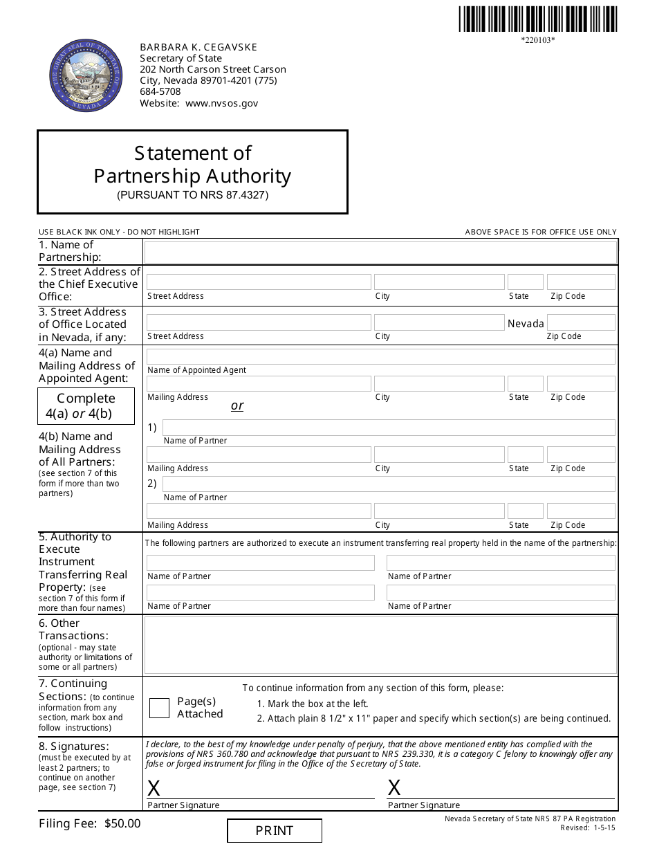 Form 220103 Download Fillable PDF or Fill Online Statement of ...