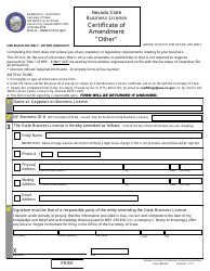 Nevada "other" Certificate of Amendment (Nrs 76) - Fill Out, Sign ...