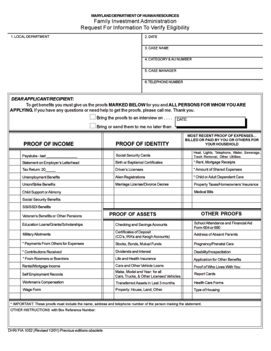 Form DHR/FIA1052 - Fill Out, Sign Online and Download Printable PDF ...