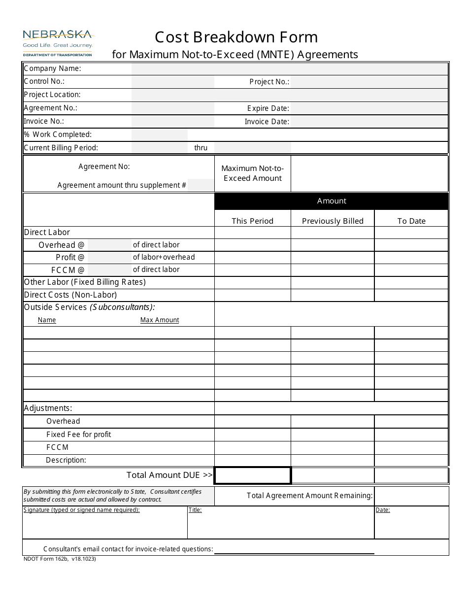 NDOT Form 162B - Fill Out, Sign Online and Download Printable PDF ...