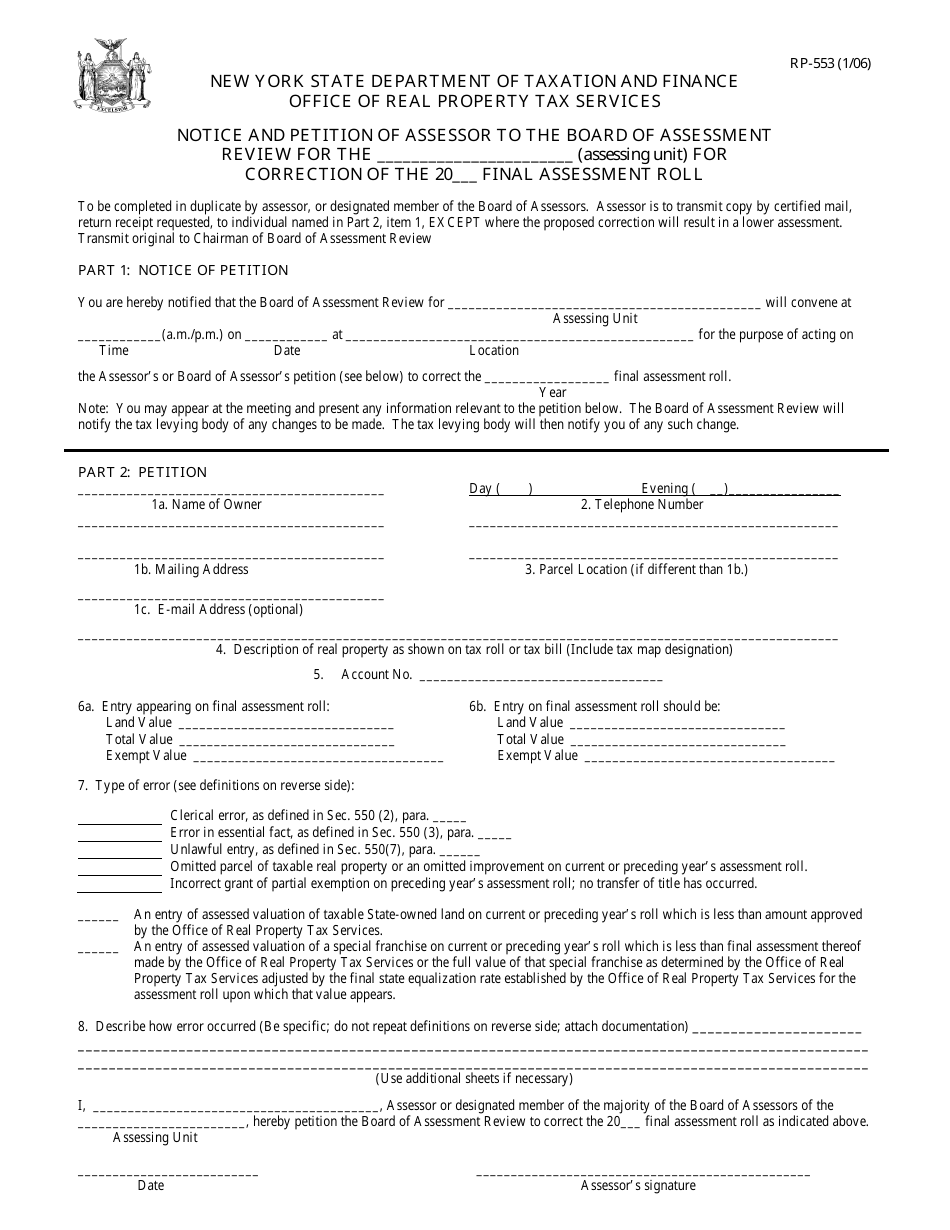 Form RP-553 - Fill Out, Sign Online and Download Fillable PDF, New York ...