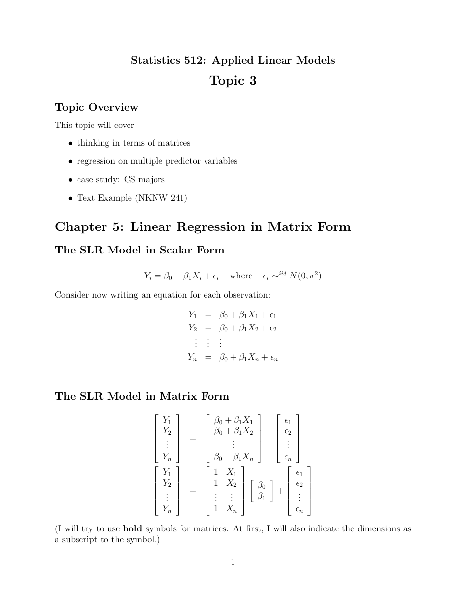 Statistics 512: Applied Linear Models - Topic 3 Download Printable PDF ...