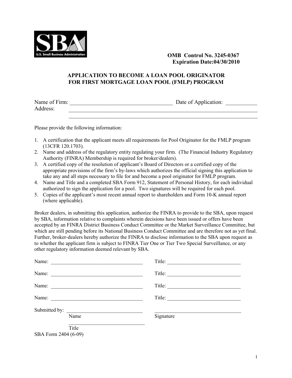 SBA Form 2404 - Fill Out, Sign Online and Download Fillable PDF ...