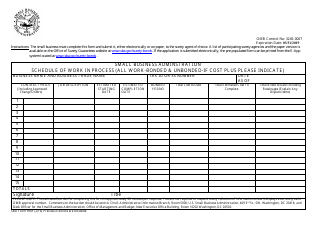SBA Form 994F Download Fillable PDF or Fill Online Schedule of Work in ...