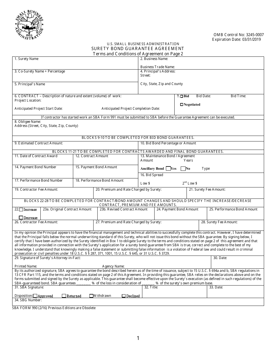 SBA Form 990 - Fill Out, Sign Online and Download Fillable PDF ...