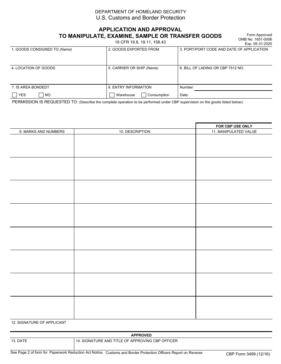 CBP Form 3499 - Fill Out, Sign Online and Download Fillable PDF ...