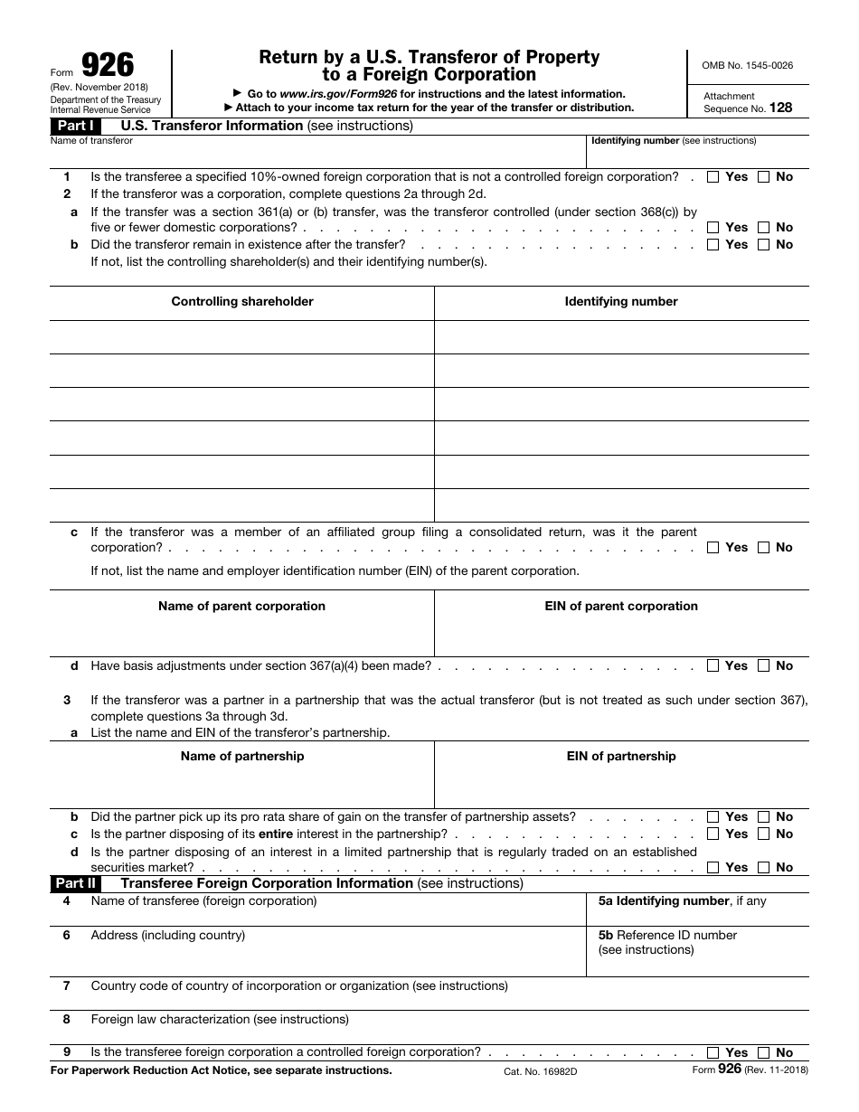Form 926 Fillable Printable Forms Free Online