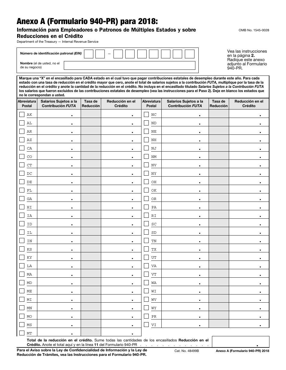 IRS Formulario 940-PR Anexo A - 2018 - Fill Out, Sign Online and ...
