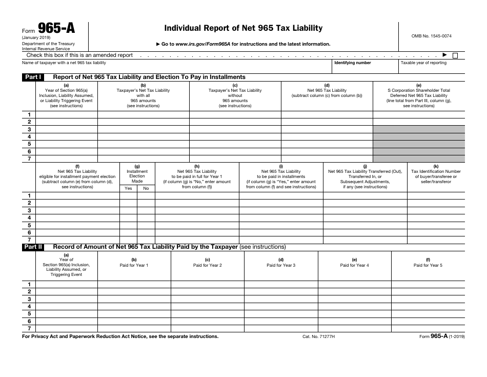 IRS Form 965 A Fill Out Sign Online And Download Fillable PDF