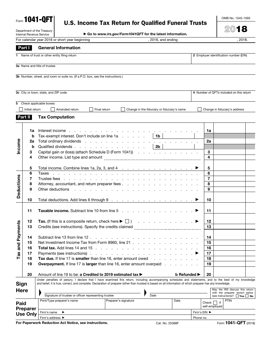 IRS Form 1041-QFT - 2018 - Fill Out, Sign Online and Download Fillable ...