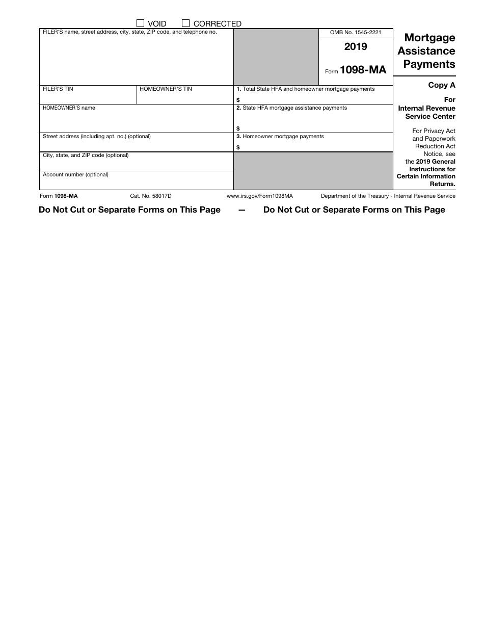IRS Form 1098-MA - 2019 - Fill Out, Sign Online and Download Fillable ...