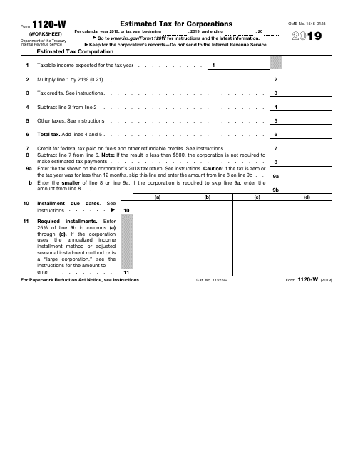 IRS Form 1120 W 2019 Fill Out Sign Online And Download Fillable IRS Form 1120 W 2019 Fill Out Sign Online And Download Fillable