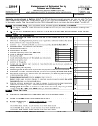 IRS Form 2210-F Download Fillable PDF or Fill Online Underpayment of ...