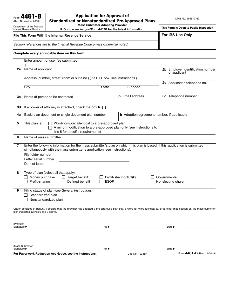 IRS Form 4461-B - Fill Out, Sign Online and Download Fillable PDF ...