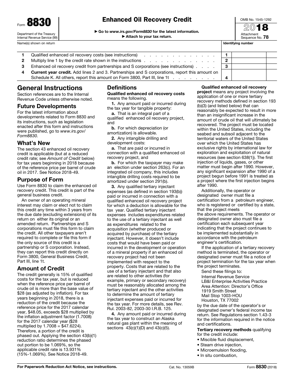 IRS Form 8830 - 2018 - Fill Out, Sign Online and Download Fillable PDF ...
