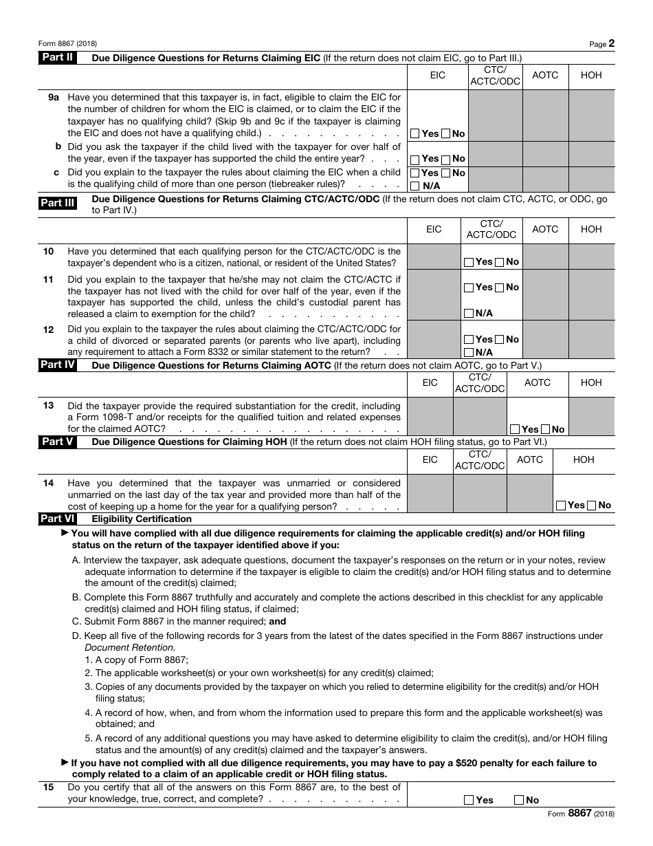 IRS Form 8867 Download Fillable PDF Or Fill Online Paid Preparer s Due IRS Form 8867 Download Fillable PDF Or Fill Online Paid Preparer s Due