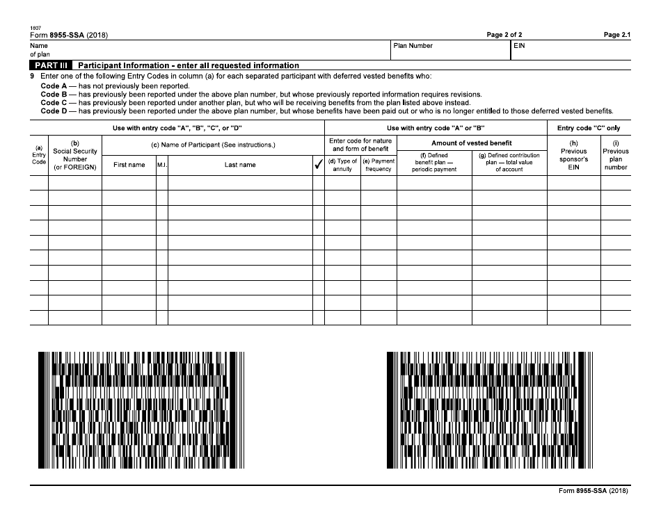 IRS Form 8955 SSA Download Fillable PDF Or Fill Online Annual Registration Statement Identifying 