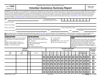 IRS Form 13206 Download Fillable PDF or Fill Online Volunteer ...