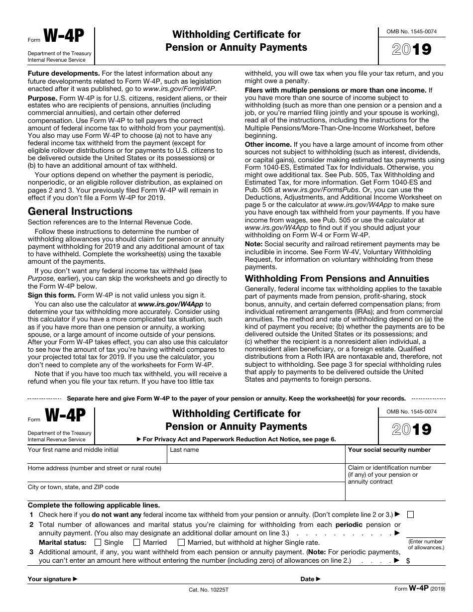 IRS Form W 4P 2019 Fill Out Sign Online And Download Fillable PDF IRS Form W 4P 2019 Fill Out Sign Online And Download Fillable PDF