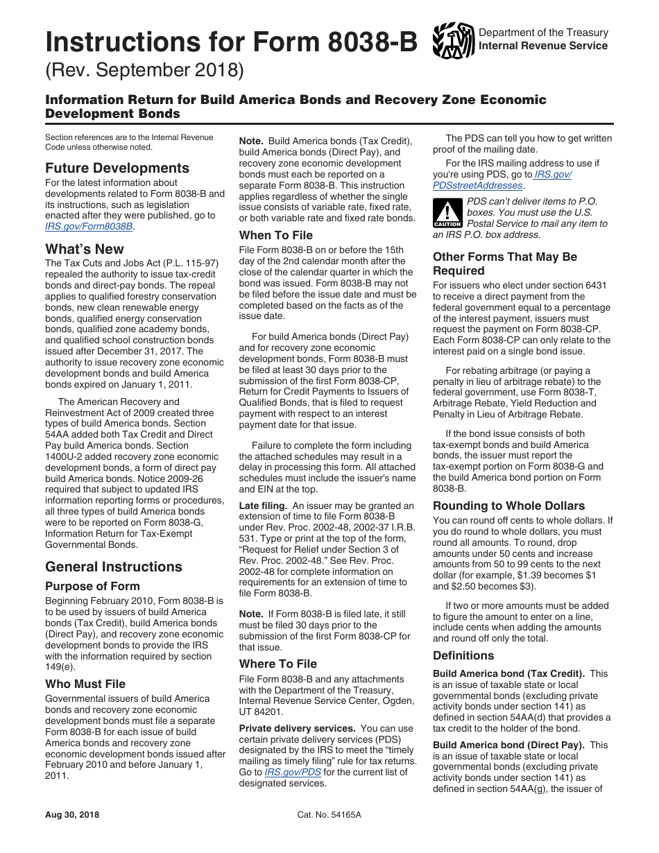 Download Instructions for IRS Form 8038-B Information Return for Build ...