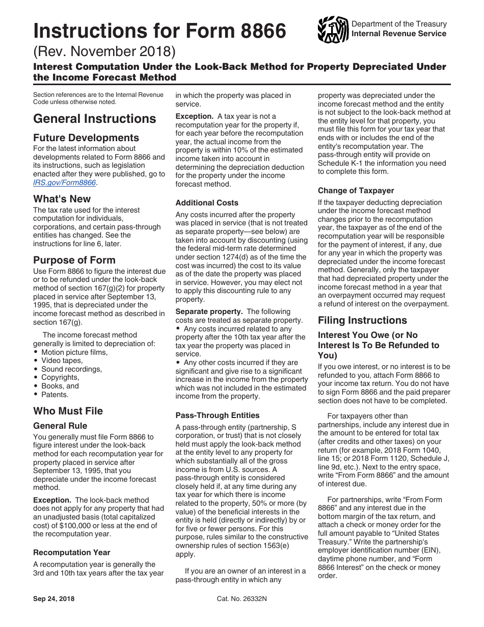 Download Instructions for IRS Form 8866 Interest Computation Under the ... Download Instructions for IRS Form 8866 Interest Computation Under the ...