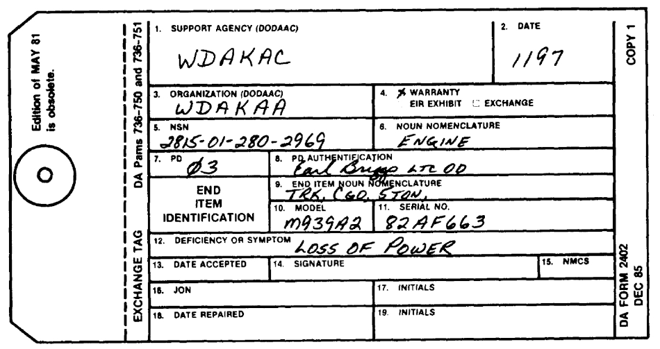 Sample DA Form 2402 - Fill Out, Sign Online and Download Printable PDF ...