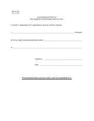 Form MVR-27N Download Fillable PDF or Fill Online Authorization to ...