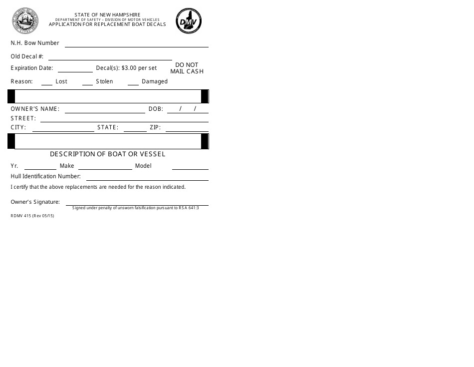 Form RDMV415 - Fill Out, Sign Online and Download Printable PDF, New ...