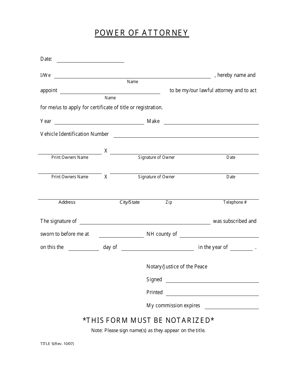 Form TITLE5 - Fill Out, Sign Online and Download Fillable PDF, New ...